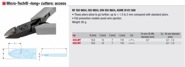 (425.MT)-MicroTech Long Nose Cutting Pliers (Flush cut)